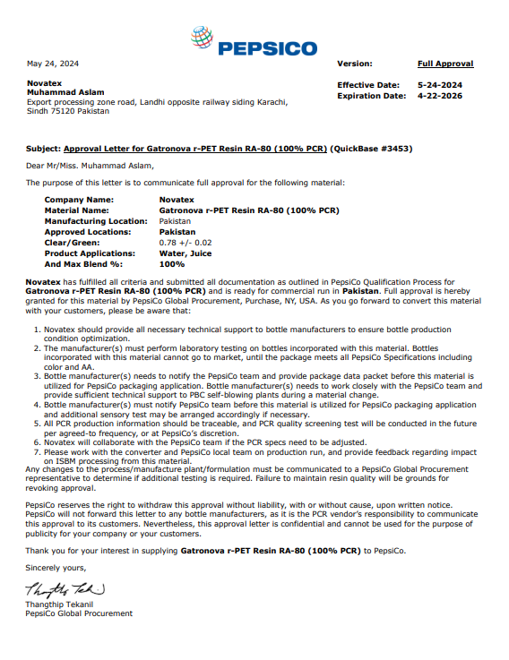 Certification - Novatex